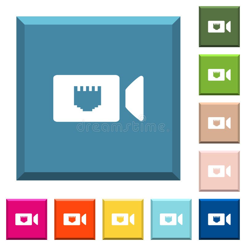 IP Camera White Icons on Edged Square Buttons Stock Vector ...