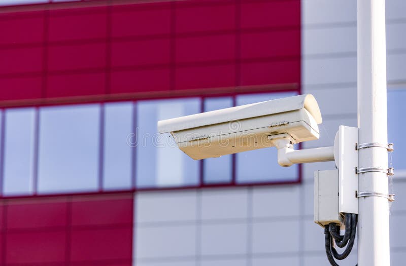 IP CCTV Camera. CCTV Cameras on a Pole. Security of Production and ...