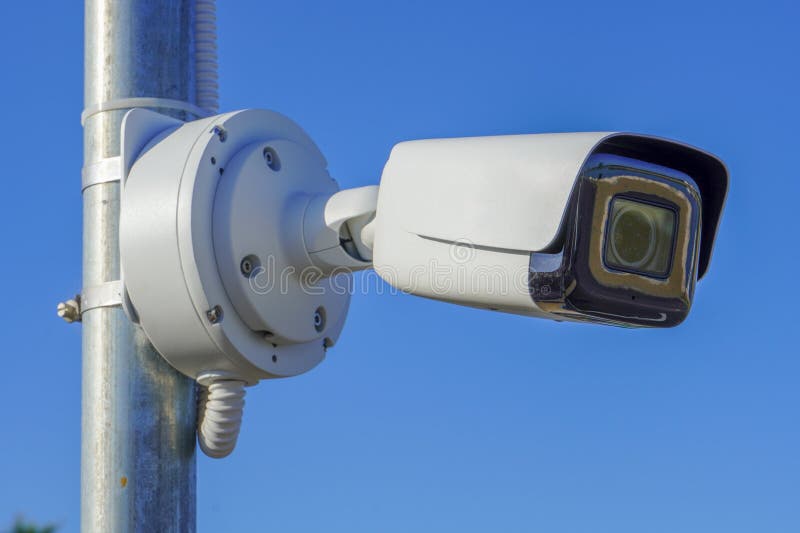 The IP CCTV Camera Installed on the Pole. Stock Photo - Image of ...