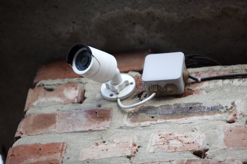 IP CCTV Camera Mounted on the Wall Stock Photo - Image of camera, wall ...