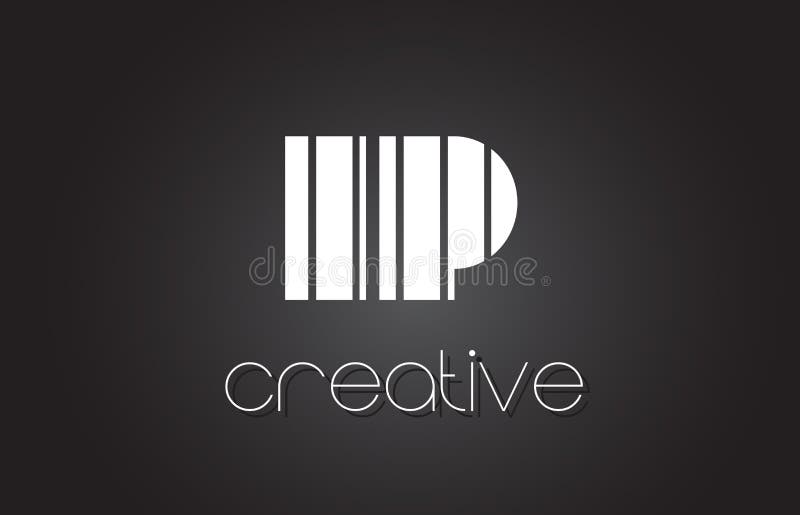 IP I P Letter Logo Design with White and Black Lines. Stock Vector ...