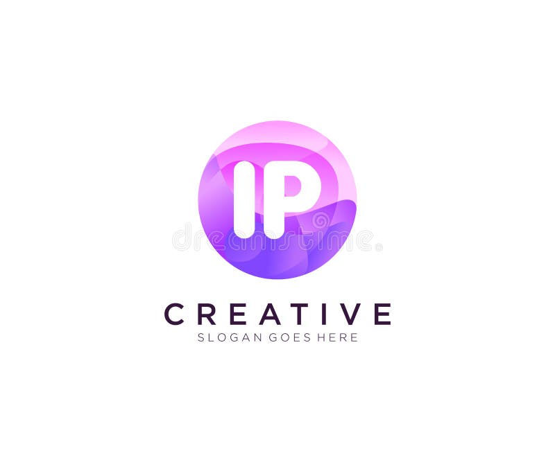 IP Initial Logo with Colorful Circle Template Vector Stock Vector ...