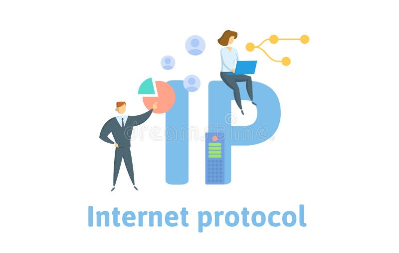 IP, Internet Protocol. Concept with People, Letters and Icons. Flat ...