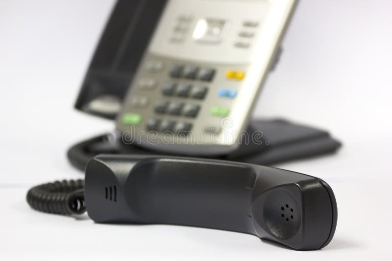 IP Phone with Handset in Foreground Stock Image - Image of button ...