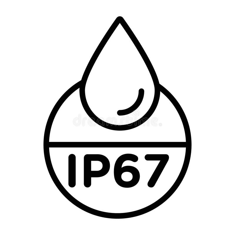IP67 Waterproof Icon Linear Logo Mark in Black and White Stock ...