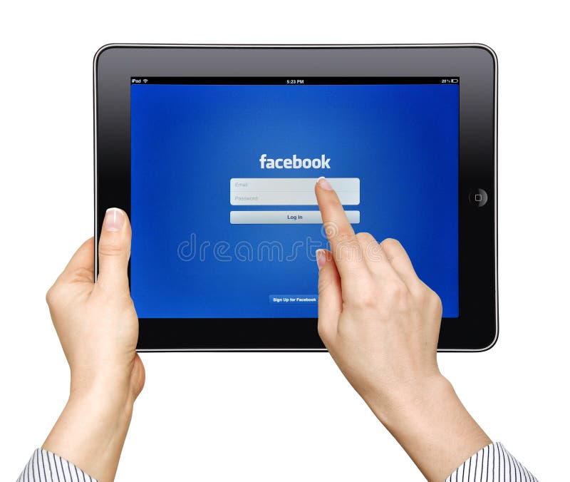 IPad with facebook app editorial image. Image of apple - 24610215