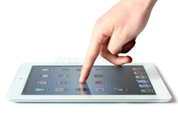 Ipad finger touch editorial stock image. Image of facebook - 24714909
