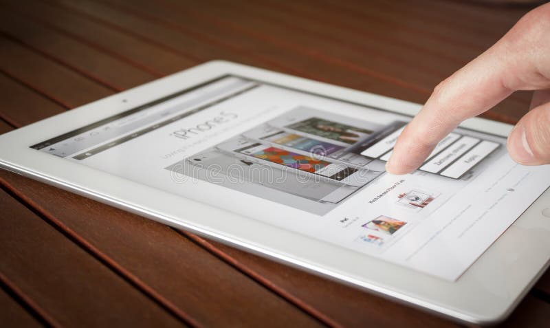 Ipad finger touch editorial photography. Image of facebook - 32468812