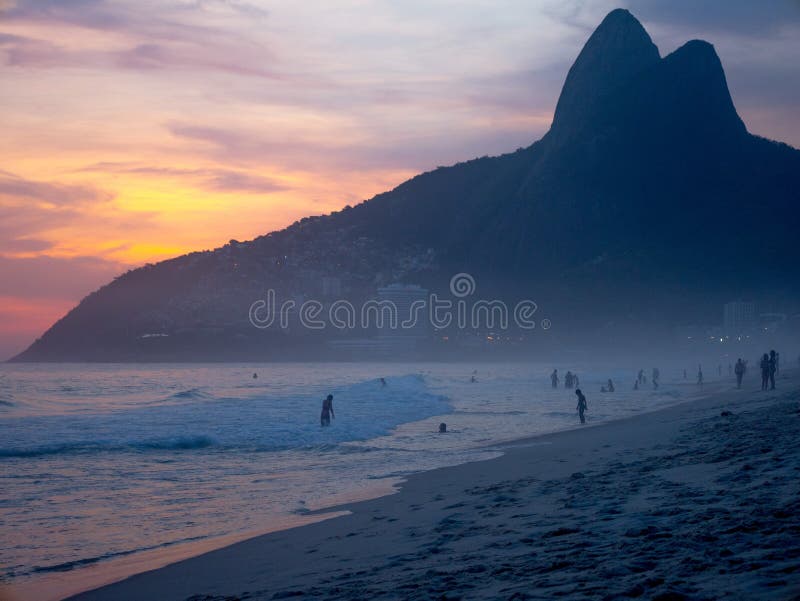 Ipanema Beach at Sunset stock photo. Image of summer - 79345830