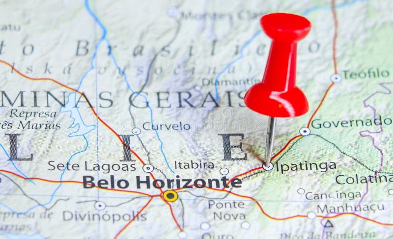 Ipatinga, Brazil Pin on Map Stock Image - Image of state, destination ...