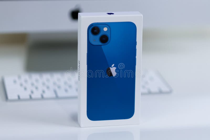 IPhone 13 in blue editorial photography. Image of blue - 230699847