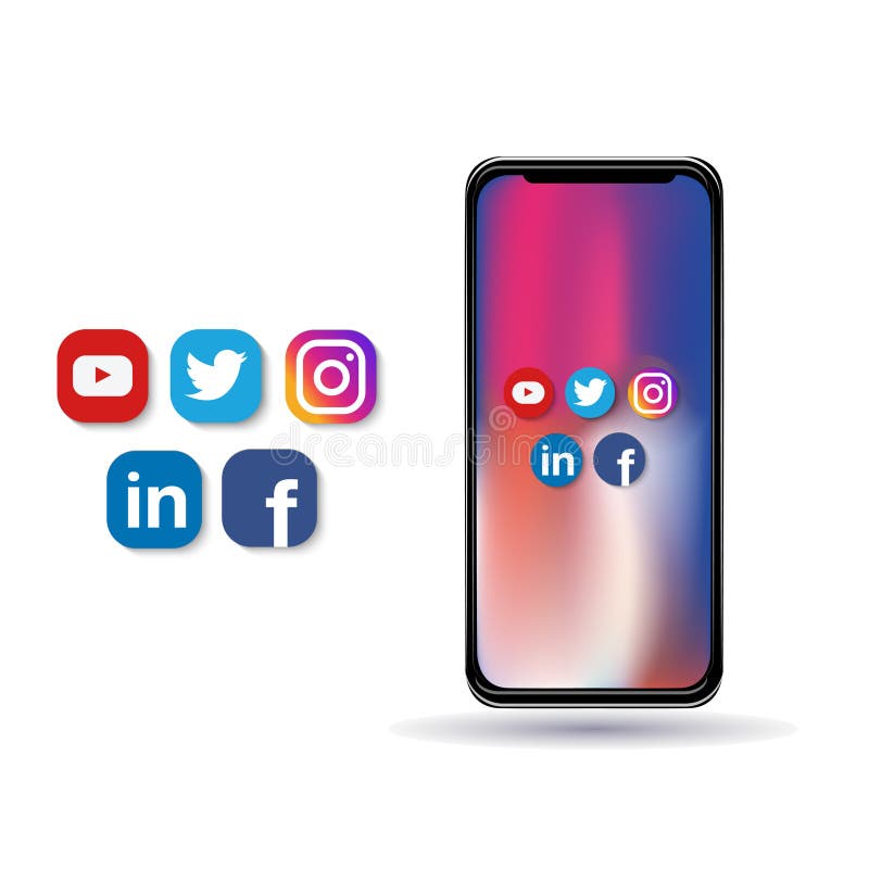 Iphone with Different Social Media, Messenger Logos: Facebook ...