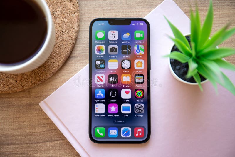 IPhone 14 with Home Screen IOS 16 on the Screen Editorial Stock Image ...