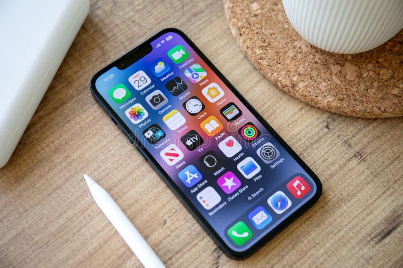 IPhone 14 with Home Screen IOS 16 on the Screen Editorial Image - Image ...