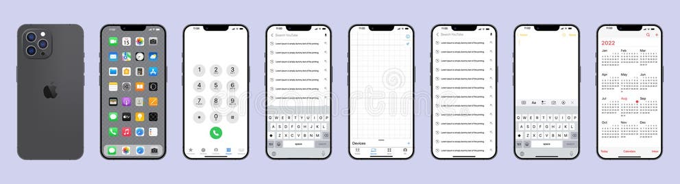 Iphone 13 Interfaces. Apple Mockup. Front, Back Side of the Phone ...