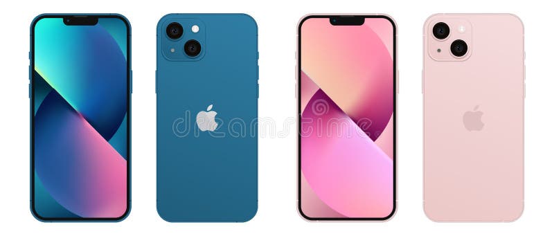 IPhone 13 or Iphone 13 Pro in Two Colors Blue, Rose by Apple. Mock Up ...