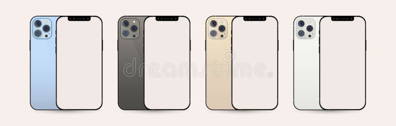 IPhone Mobile Set Vector with Colorful Frames and a Triple Camera ...