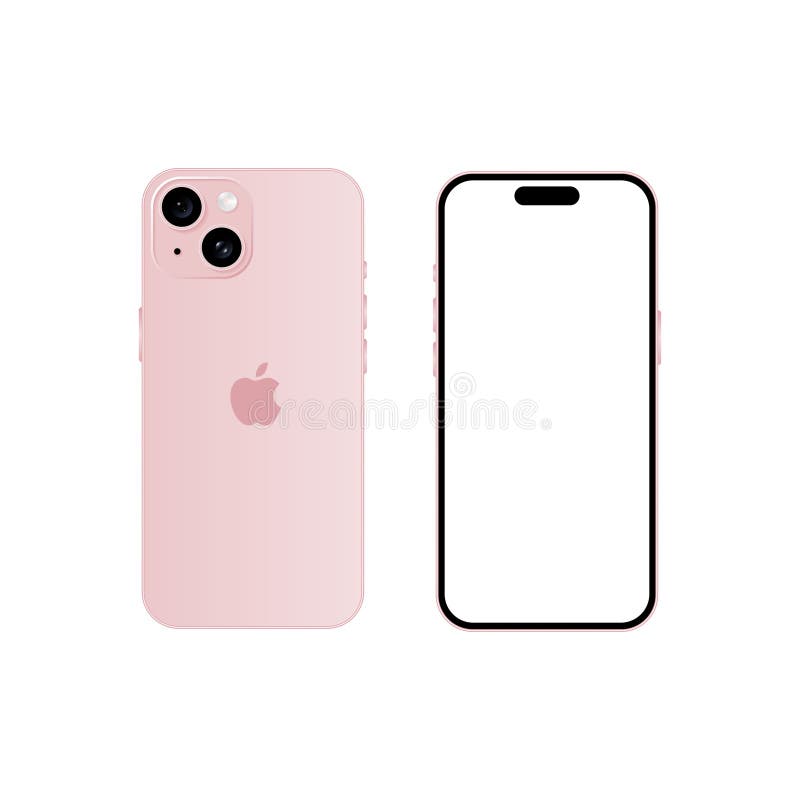 Iphone 15 Model. Pink Color. Front View and Back View. Vector Mockup ...
