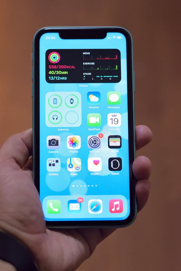 IPhone 11 with New Home Screen Widgets of IOS14 Editorial Photo - Image ...