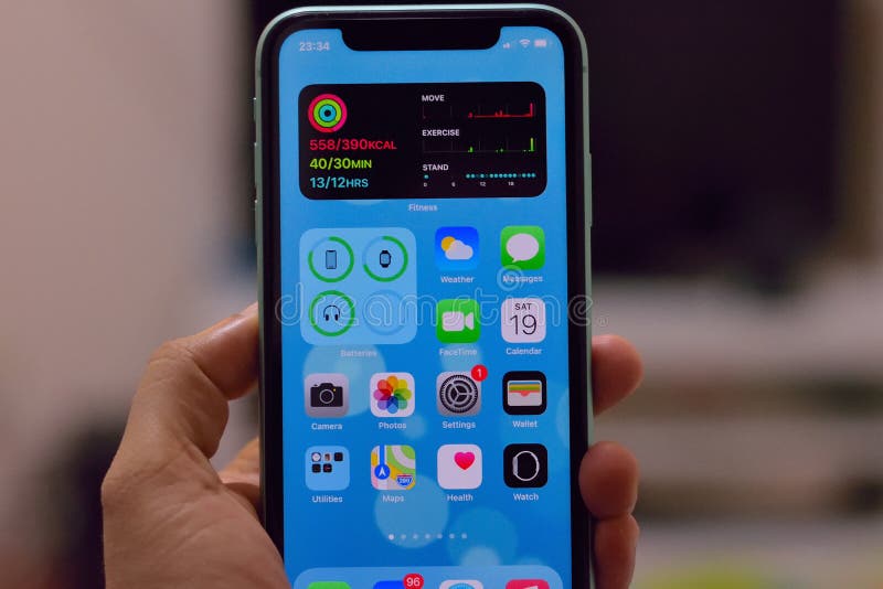 IPhone 11 with New Home Screen Widgets of IOS14 Editorial Stock Image ...