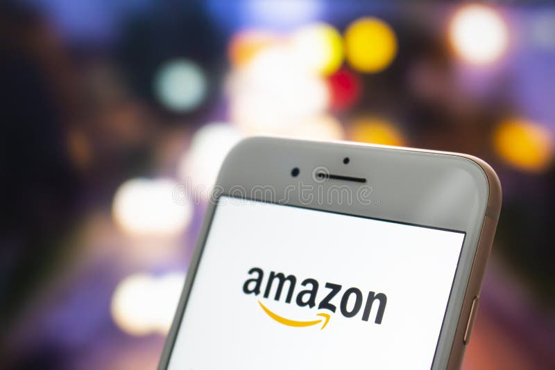 An IPhone Plus with a Amazon Logo on the Screen Editorial Photo - Image ...