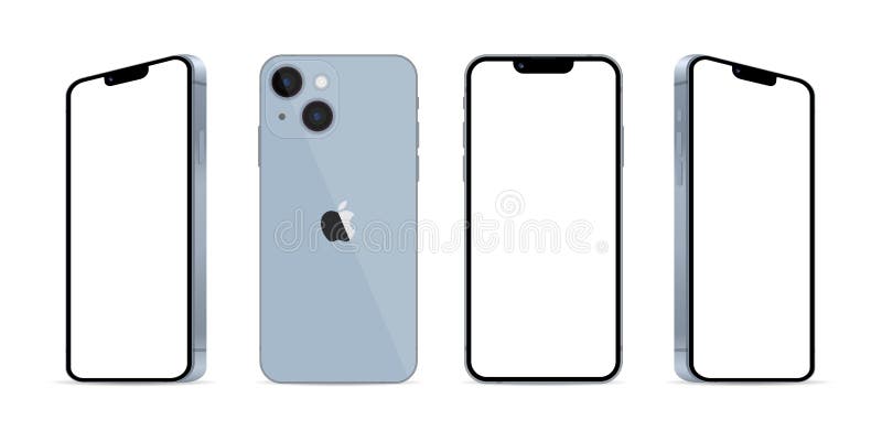 IPhone 14 and IPhone 14 Plus in Blue Color. Touch Screen. World ...