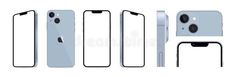 IPhone 14 and IPhone 14 Plus in Blue Color. Touch Screen. World ...