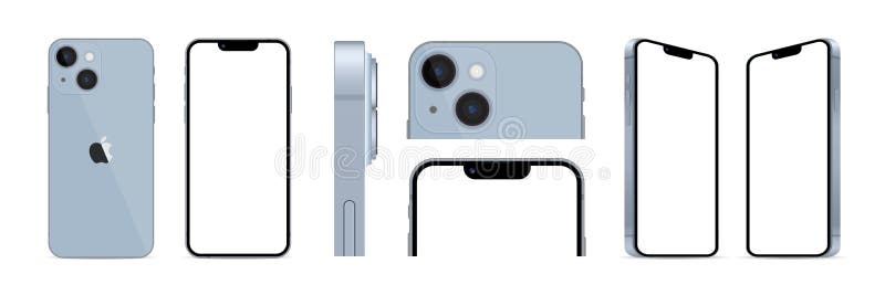 IPhone 14 and IPhone 14 Plus in Blue Color. Touch Screen. World ...