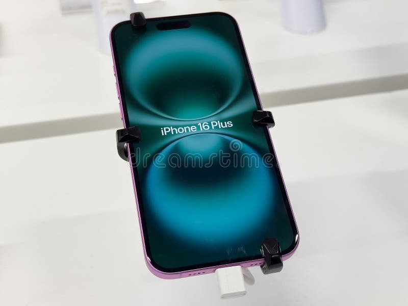 Iphone 16 Plus Display on Stand with Vivid Screen Design and Modern ...