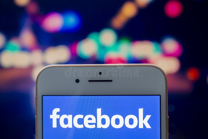 An IPhone Plus with a Facebook on a Blue Screen Editorial Photo - Image ...