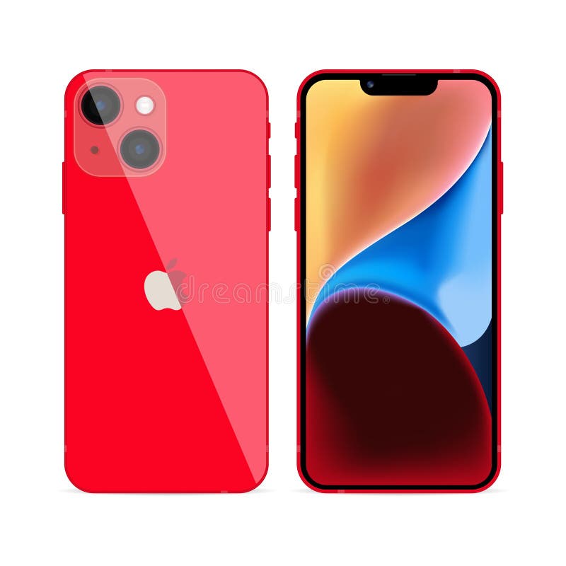 IPhone 14 and IPhone 14 Plus in Red Color. Touch Screen. World ...