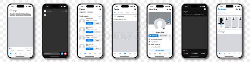 Iphone 14 Pro with Facebook App Mockup in Screen. Facebook Interface ...