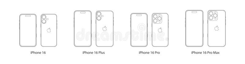 IPhone 16 and IPhone 16 Pro Line Mock Up. Apple Smarphone. Vector ...