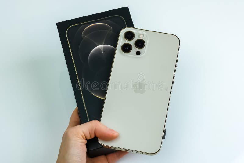 IPhone 12 Pro Max Gold Next To Its Box. Editorial Stock Image - Image ...