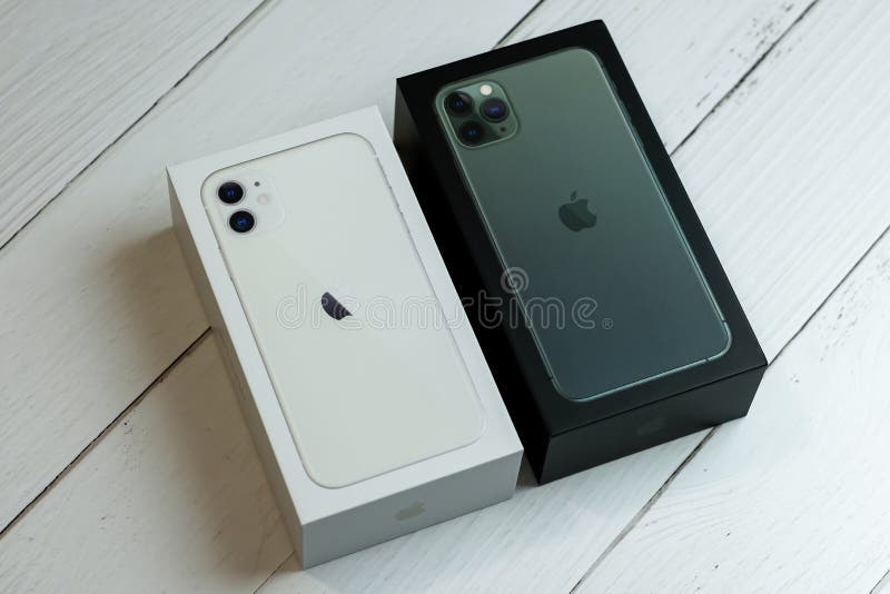 Iphone 11 and Iphone 11 Pro Max in Midnight Green Next To Its Box ...