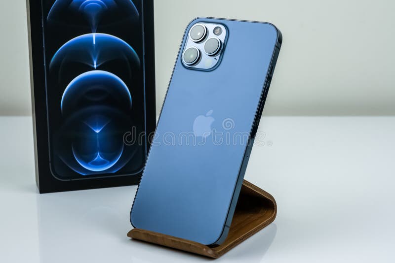 IPhone 12 Pro Max Pacific Blue. Editorial Image - Image of device ...