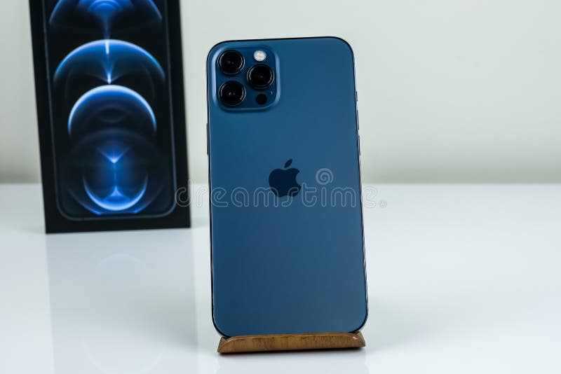 IPhone 12 Pro Max Pacific Blue. Editorial Photo - Image of internet ...