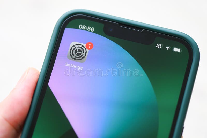 IPhone 13 Pro with Notification Software Update on Settings App IOS 15. ...
