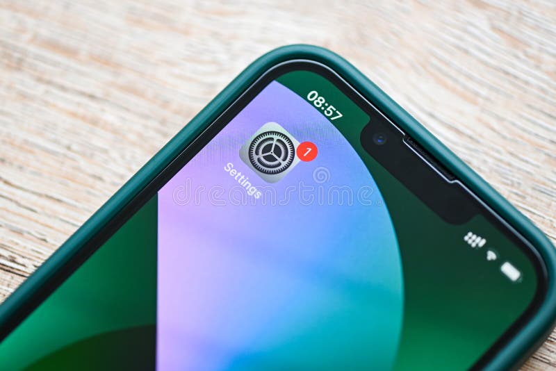 IPhone 13 Pro with Notification Software Update on Settings App IOS 15. ...