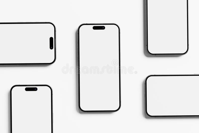 Iphone 15 and 15 Pro and 15 Pro Max White Blank 3D Rendering Mockup ...