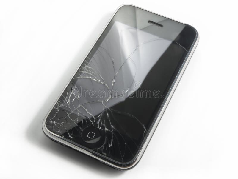 IPhone rotto fotografia editoriale. Immagine di guasto - 23683357