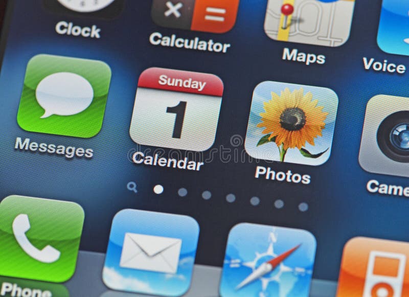 IPhone Screen with Common Apps Editorial Stock Photo - Image of ...
