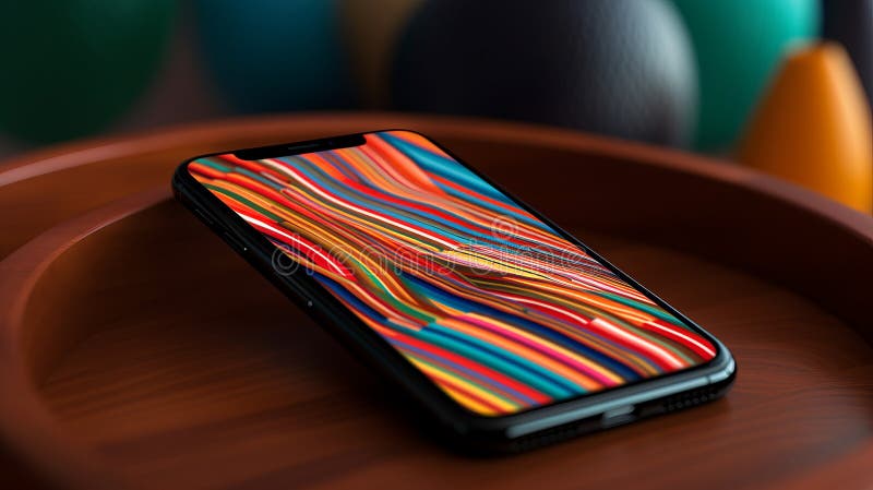 Colorful Iphone Table Design with Bold Lines and Vibrant Colors Stock ...