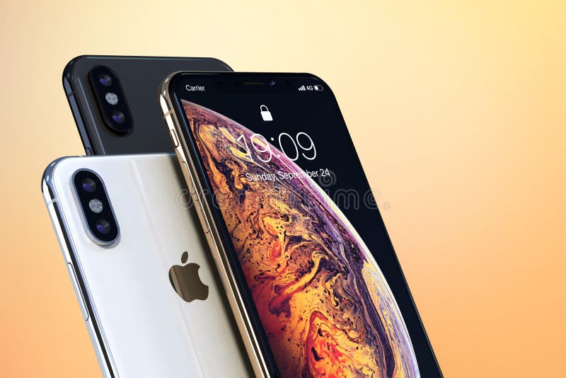 Silver Apple IPhone X Mockup Front View with Wallpaper Screen and ...