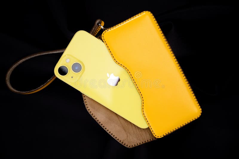 IPhone 14 Yellow for Editorial Use Editorial Photography - Image of ...