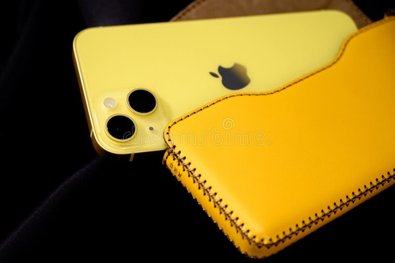 IPhone 14 Yellow for Editorial Use Editorial Stock Image - Image of ...