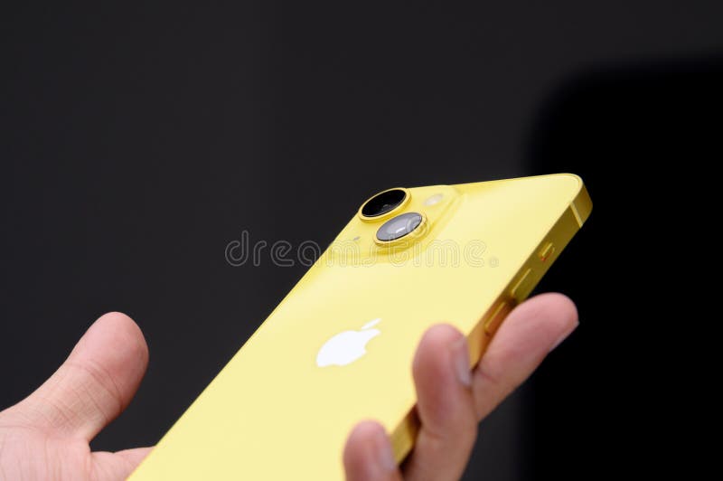 IPhone 14 Yellow for Editorial Use Editorial Photography - Image of ...