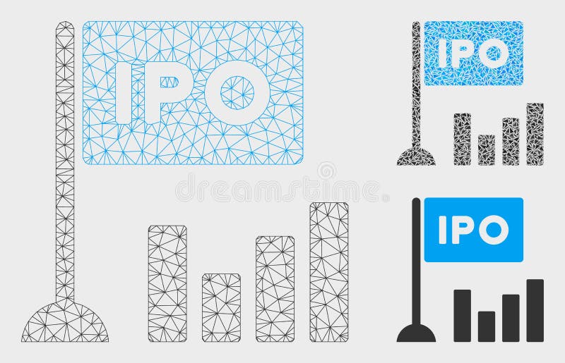 IPO Bar Chart Vector Mesh 2D Model and Triangle Mosaic Icon Stock ...