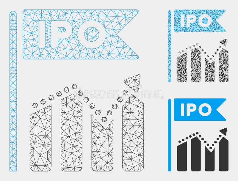 IPO Chart Vector Mesh Carcass Model and Triangle Mosaic Icon Stock ...