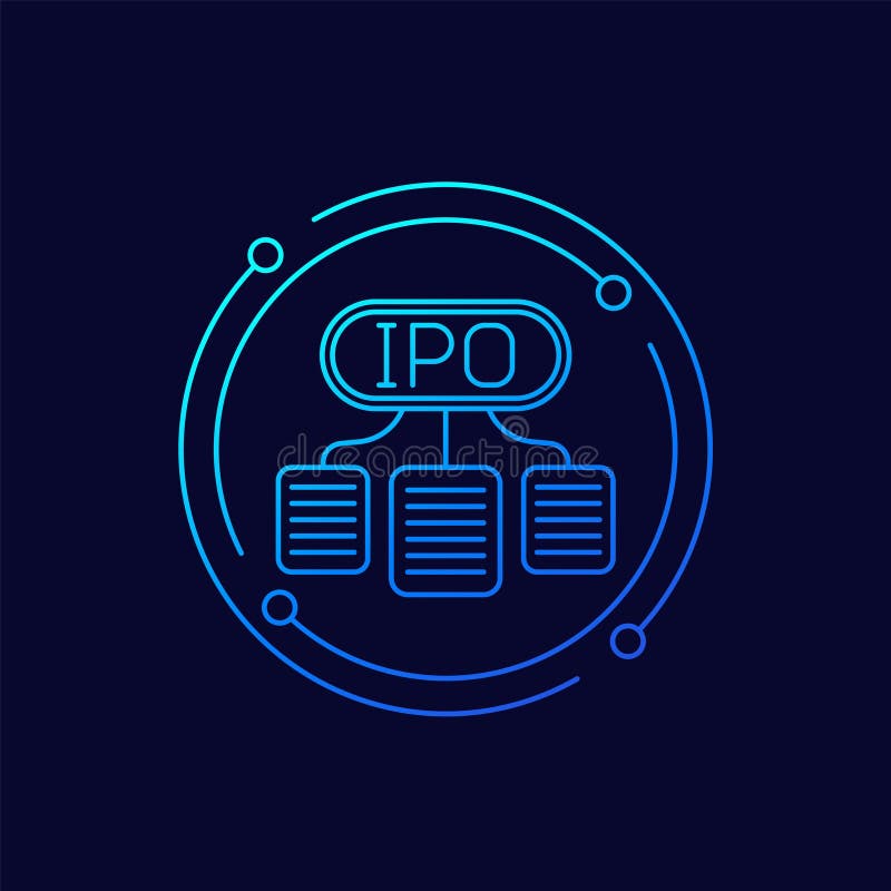 IPO Icon, Initial Public Offering, Linear Design Stock Vector ...